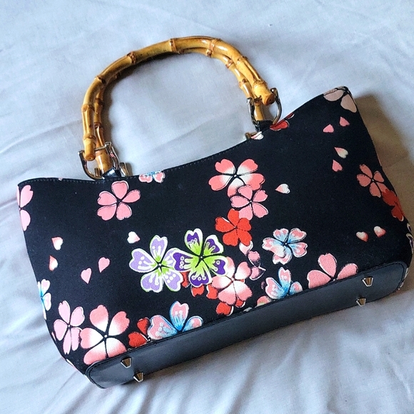 Bags | Boutique Black Floral Handbag | Poshmark